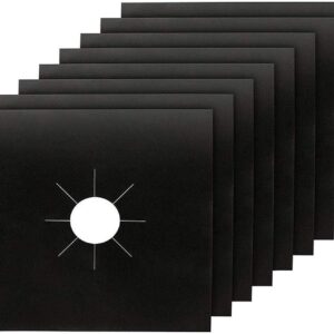 8pcs Gas range stove top burner protectors,0.2 MM Thickness stove top covers for gas burners,Non-Stick Stovetop Protector Liner Cover Reusable Dishwasher Safe Size 10.6” x 10.6” (Black 8pcs)