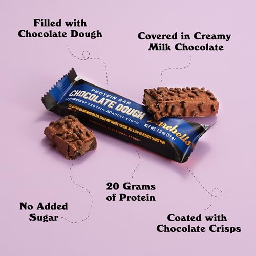 Barebells Protein Bars Chocolate Dough with 1g of Total Sugars - 12 Count, 1.9oz Bars - Snacks with 20g of High Protein - On The Go Protein Snack & Breakfast Bars