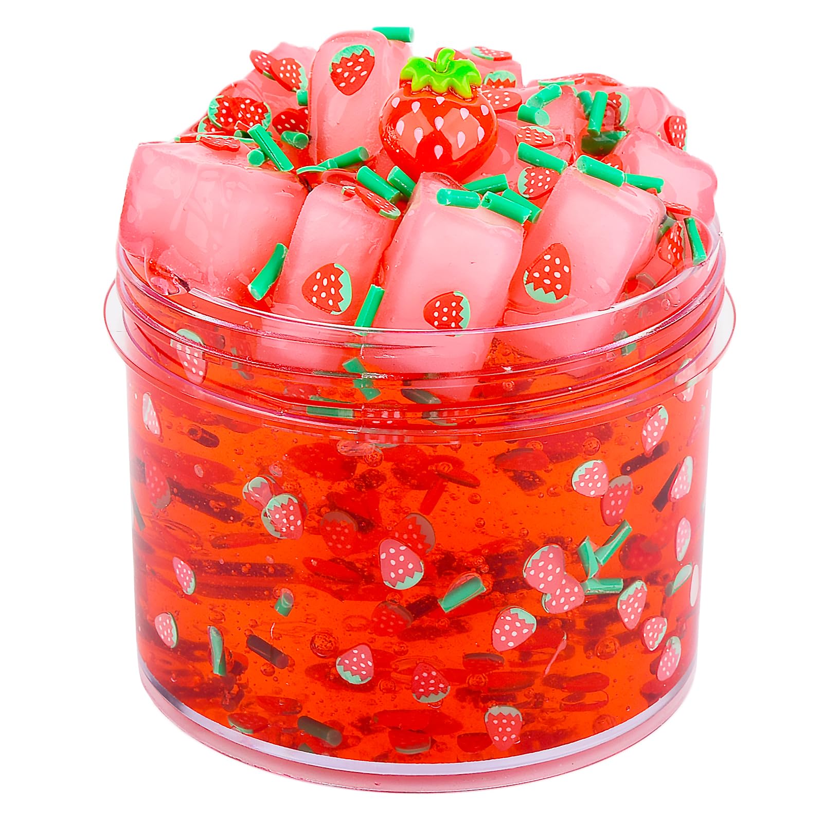 Red Jelly Cube Crunchy Slime, Soft Non-Stick Clear Crystal Slime, Stress Relief Toy for Girls and Boys, for Kids Party Favors Gifts Ideas, Birthday Gifts