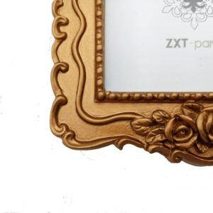 ZXT-parts 3x3 Picture Frame Square Gold Vintage Frame. Resin Handmade Photo Frame. Glass Panel. Black Suede Cover. European Style Suitable for Wall or Desktop.