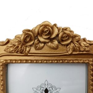 ZXT-parts 3x3 Picture Frame Square Gold Vintage Frame. Resin Handmade Photo Frame. Glass Panel. Black Suede Cover. European Style Suitable for Wall or Desktop.