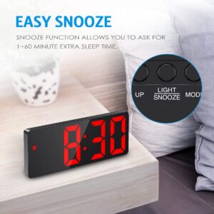 Olipiter Newest Digital Alarm Clock, LED Digital Clocks for Bedrooms, Electronic Desk Clock with Temperature Display, Adjustable Brightness, Voice Control, 12/24H Display for Home,Office