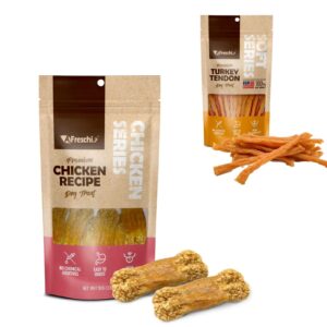 afreschi chicken and turkey dog treats (wrapped rice bone+soft strip, pumpkin)