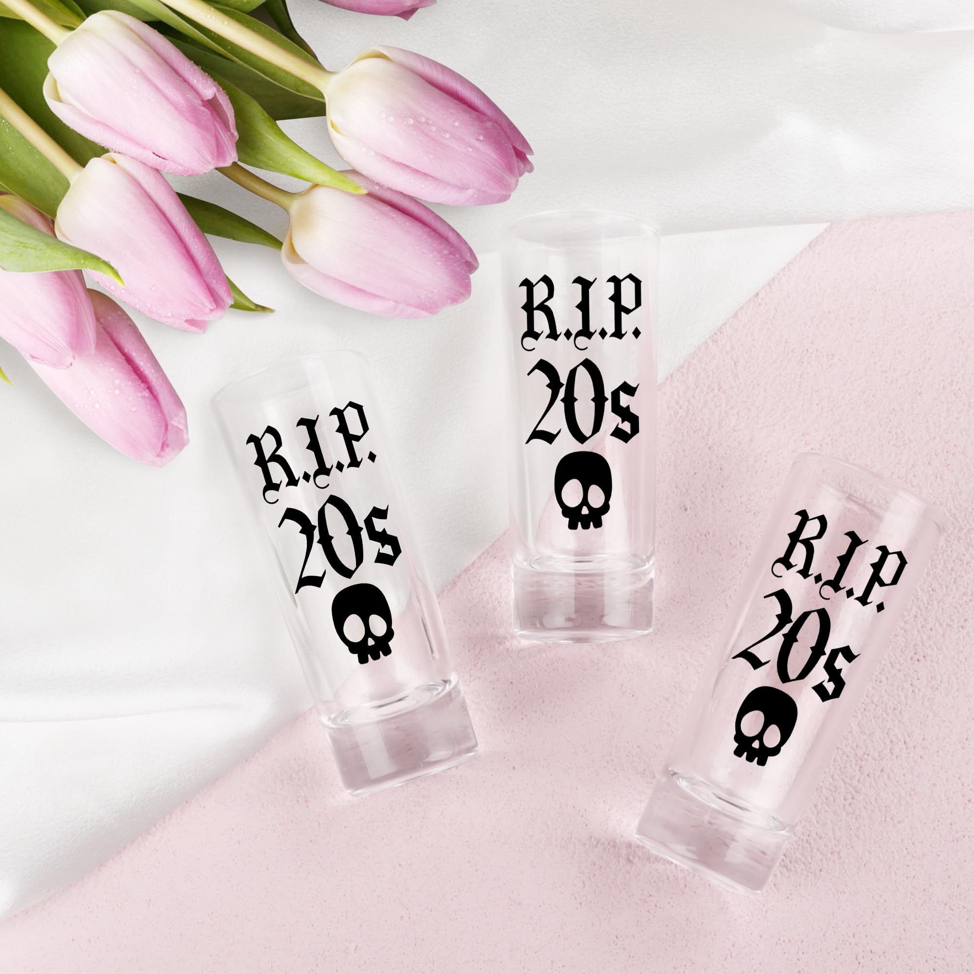 JUSTOTRY 30th Birthday Shot Glass - RIP 20s Birthday Gifts for Her 2oz Shot Glass Best 30 Birthday Decorations Gifts Ieda for Women 30 Decorations (black)