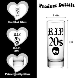 JUSTOTRY 30th Birthday Shot Glass - RIP 20s Birthday Gifts for Her 2oz Shot Glass Best 30 Birthday Decorations Gifts Ieda for Women 30 Decorations (black)