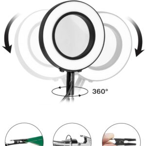 Helping Hands Soldering Station, Third Hand Soldering Tool with 3X Magnifying Glass Dimmable LED, Flexible Helping Hands Soldering with 4 Flexible for Welding Repair Hobby DIY