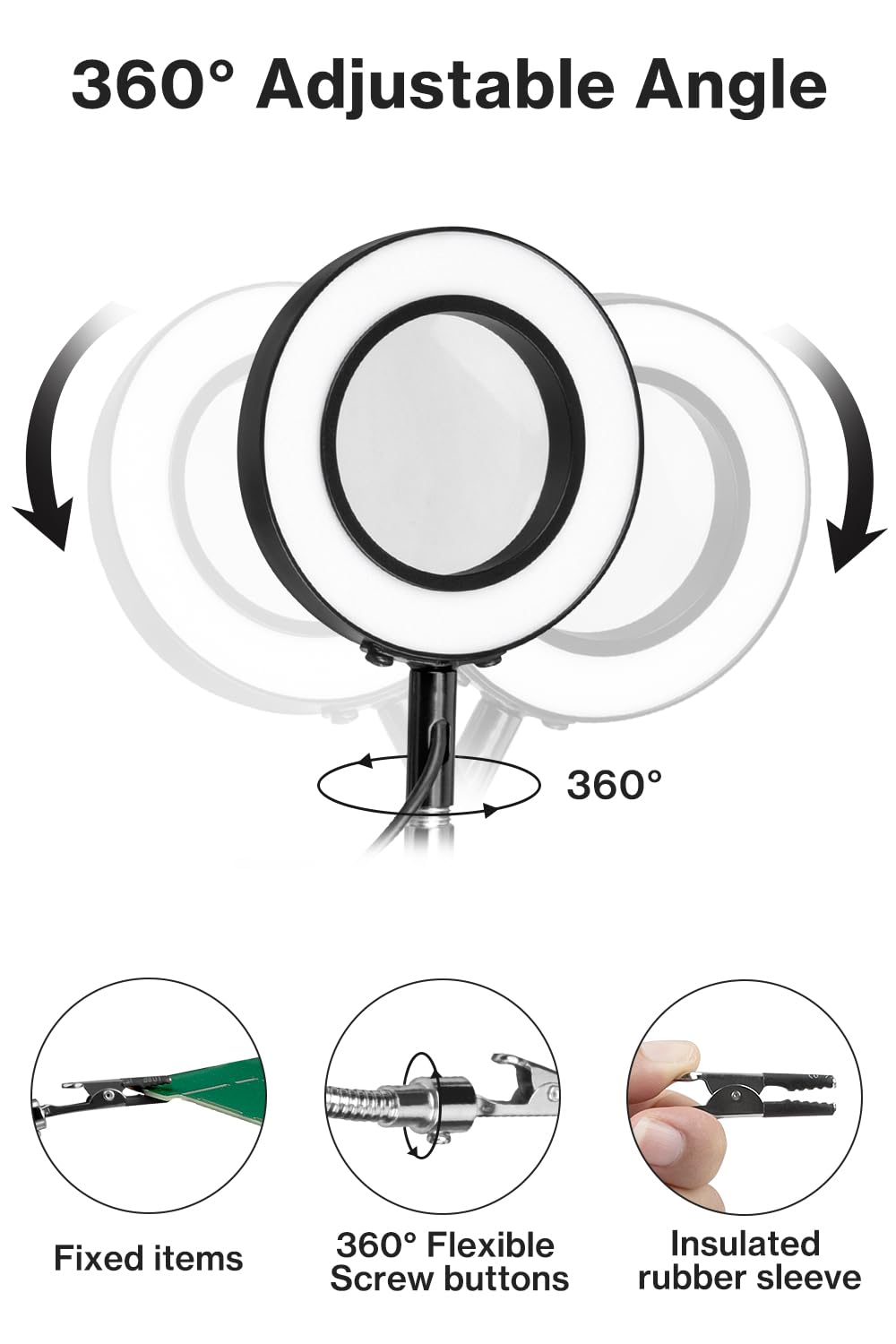 Helping Hands Soldering Station, Third Hand Soldering Tool with 3X Magnifying Glass Dimmable LED, Flexible Helping Hands Soldering with 4 Flexible for Welding Repair Hobby DIY