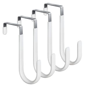 4 pack over the door hooks, 4.96inch hooks for hanging heavy duty door hanger, towel hanger hook holders, over door hangers hooks door hanger hooks for hanging clothes, towels, hats,coats,bags (white)