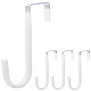 over the door hooks, heavy duty hangers organizer hooks with soft rubber surface prevent scratches, door hanging hooks for bedroom, kitchen, bathroom hanging hats, bags, keys, coats (white, 4 pack)