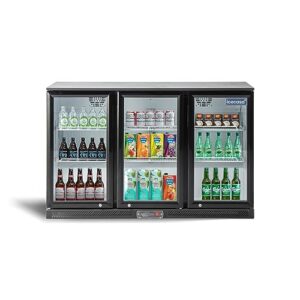 icecasa beverage refrigerators 3 glass door back bar refrigerator commericial counter height refrigerator led lighting merchandiser 11.7cu.ft for soda beer