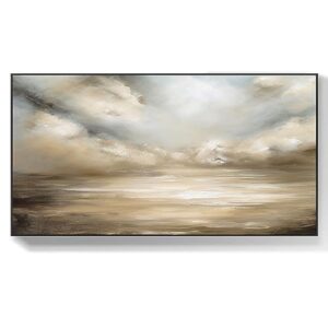 sky landscape abstract texture art oil painting light brown minimalist neutral oil painting living room home decor wall art,unstretched,frameless,(102x203cm)40x80inches