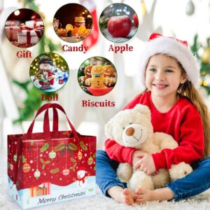 Iioscre 8PCS Large Christmas Gift Bags With Handles, Non-Woven Reusable Holiday Treat Bags for Party and New Year Gifts, 12.8 x 9.8 x 6.7in