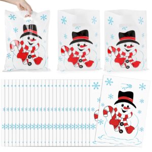 tenceur 150 pcs christmas jumbo big gift bags 17 x 12 inch plastic christmas gift wrapping bags large christmas bags for gifts presents xmas holiday party favor goodie storage (snowman)