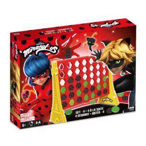 Miraculous Ladybug - GET 4, Paris Grid with Connect Ladybug and Cat Noir Tokens, 4 in a Row Game, Strategy Board Games for Kids, 2 players, Toys for Kids for Ages 6 and Up (Wyncor)