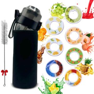 water bottle with flavor pods, bpa free, air water bottle, tritan, water bottle 650 ml, sports water bottle (black)