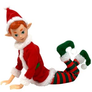 the original elf christmas dolls, 12" christmas elf doll, toy elf for kids or décor, mini toy elf dolls for christmas, christmas elf decorations, poseable little elf shelf sitters with dangling legs