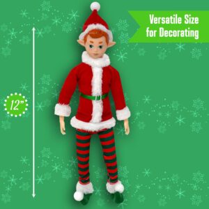 The Original Elf Christmas Dolls, 12" Christmas Elf Doll, Toy Elf for Kids or Décor, Mini Toy Elf Dolls for Christmas, Christmas Elf Decorations, Poseable Little Elf Shelf Sitters with Dangling Legs