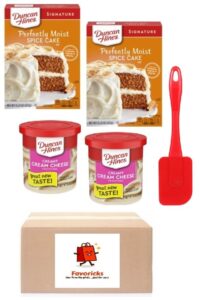 duncan hines spice cake mix (2 boxes) and cream cheese frosting (2 tubs) set includes spatula packaged by favoricks