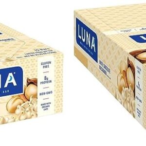 Luna Bar - Gluten Free Snack Bars - White Chocolate Macadamia Flavor -8g of protein - Non-GMO - Plant-Based Wholesome Snacking - On the Go Snacks (1.69 Ounce Snack Bars, 15 Count) (Pack of 2)