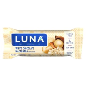 Luna Bar - Gluten Free Snack Bars - White Chocolate Macadamia Flavor -8g of protein - Non-GMO - Plant-Based Wholesome Snacking - On the Go Snacks (1.69 Ounce Snack Bars, 15 Count) (Pack of 2)