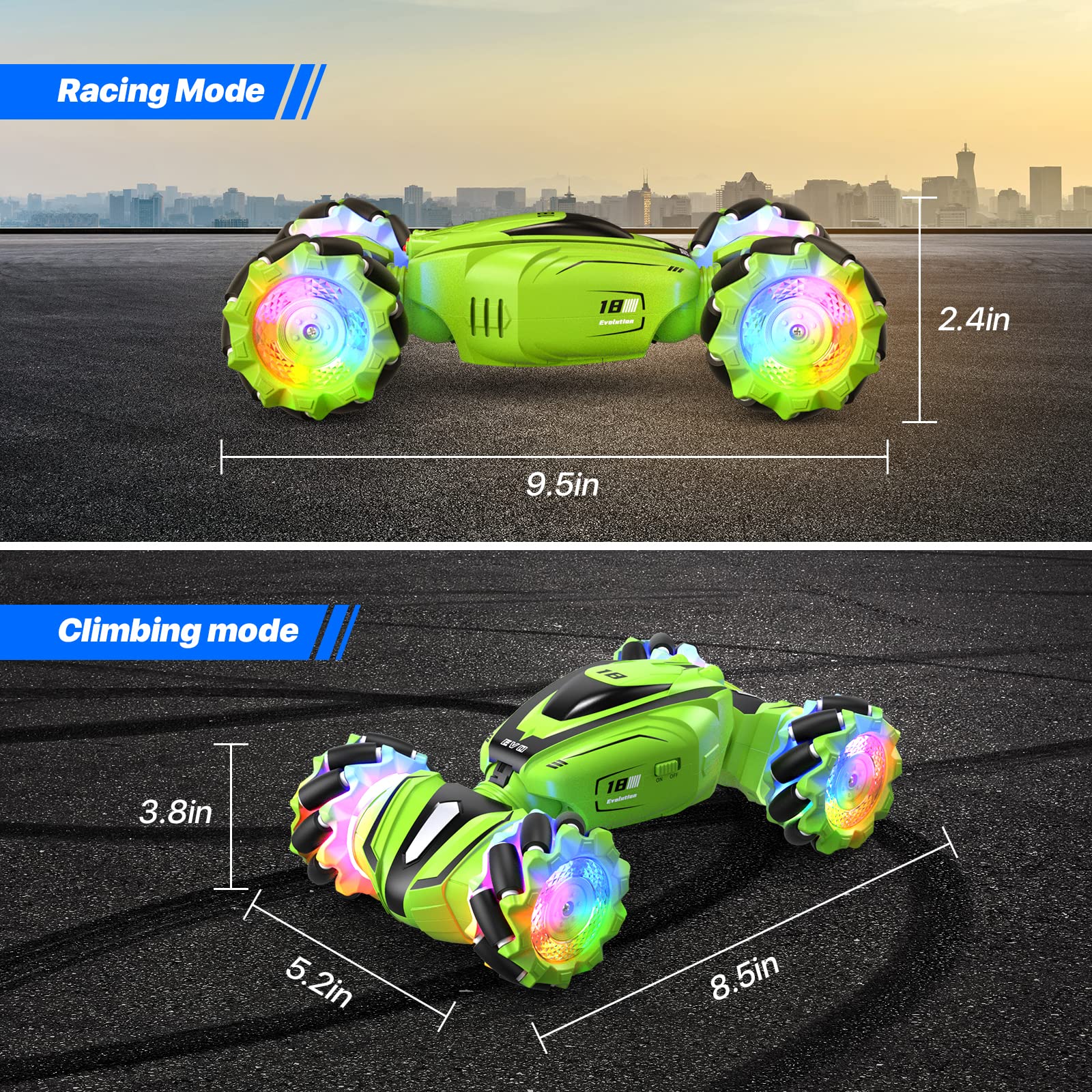 RC Cars for Kids,Toys for 6 7 8 9-14 Year Old Boys,Remote Control Car 360 ° Flips Stunt Car Double Sided Rotating Gesture Sensing Rc Cars with Light and Muisc Rechargeable Toy Car Gifts for Boys Girls