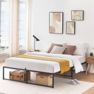 IDEALHOUSE Full Size Bed Frame, Ultra Sturdy Metal Full Bed Platform Frame with 3 in 1 Steel Support, 14 inch No Box Spring Needed Easy to Assemble Black Bedframe - Full