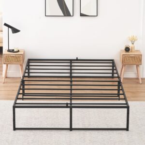 IDEALHOUSE Full Size Bed Frame, Ultra Sturdy Metal Full Bed Platform Frame with 3 in 1 Steel Support, 14 inch No Box Spring Needed Easy to Assemble Black Bedframe - Full