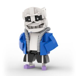 undertale sans action figures building block sets, blue skull character horror game model toys monster anime building kit, for boys grils kids age 6+ (185 pcs)