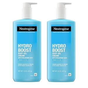 neutrogena hydro boost body gel cream, hydrating body lotion with hyaluronic acid for normal to dry skin, hyaluronic acid lightweight moisturizer, 16 oz (pack of 2)