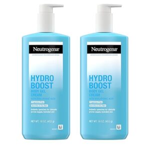 neutrogena hydro boost body gel cream, hydrating body lotion with hyaluronic acid for sensitive skin, fragrance-free hyaluronic acid moisturizer, 16 oz (pack of 2)