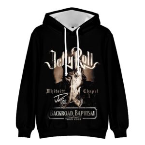 marllegebee jelly roll hoodie 2023 backroad baptism tour merch long sleeve black sweatshirts women men hip hop clothes (3x-large,a01)