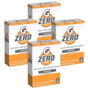 gatorade zero thirst quencher powder packets, orange, 0.10 oz individual packets 40 count