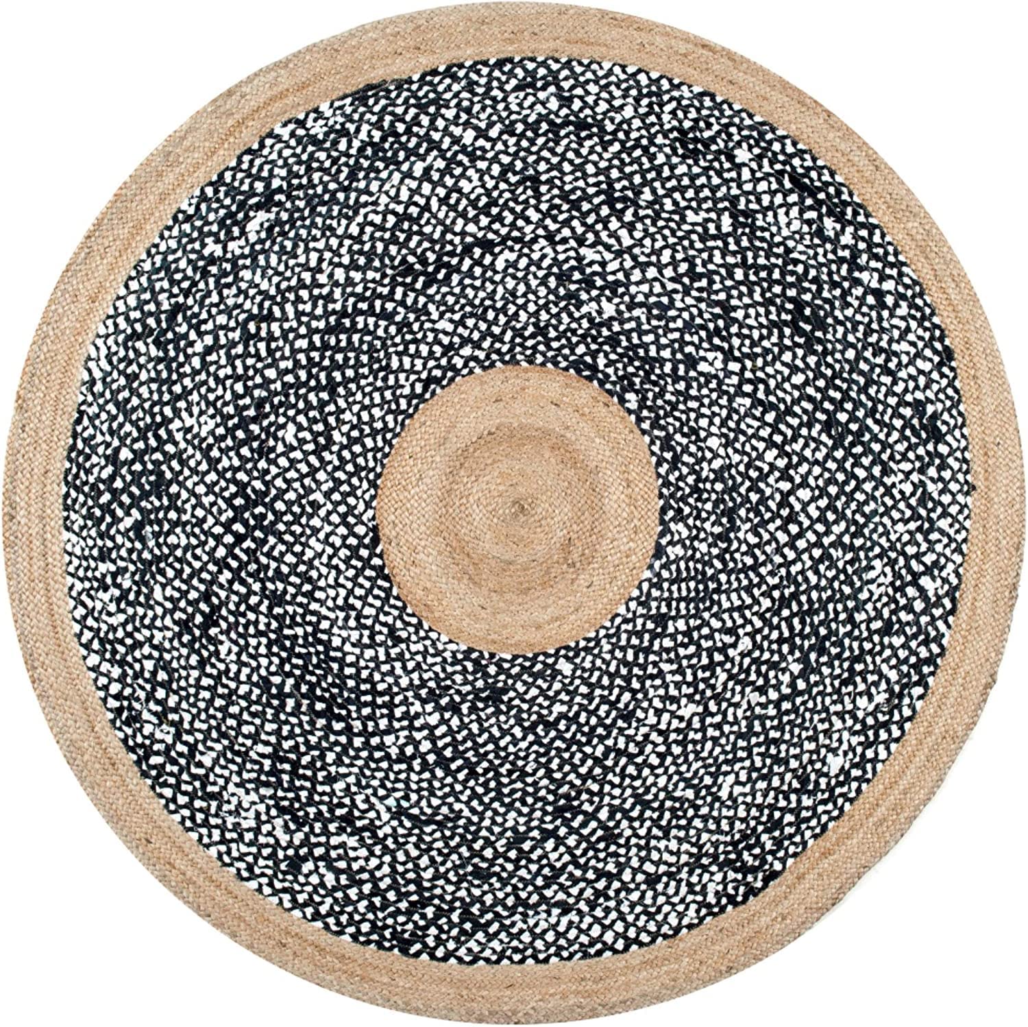 Aizza Trends Natural Jute and Cotton Carpet for Living Room, Jute Round Floor Mat, Rugs for Living Room, Jute Centre Table Carpet, Home Decore Rug (2 X 2 Feet) 60 x 60 Cm