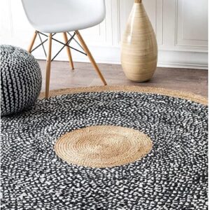 Aizza Trends Natural Jute and Cotton Carpet for Living Room, Jute Round Floor Mat, Rugs for Living Room, Jute Centre Table Carpet, Home Decore Rug (2 X 2 Feet) 60 x 60 Cm