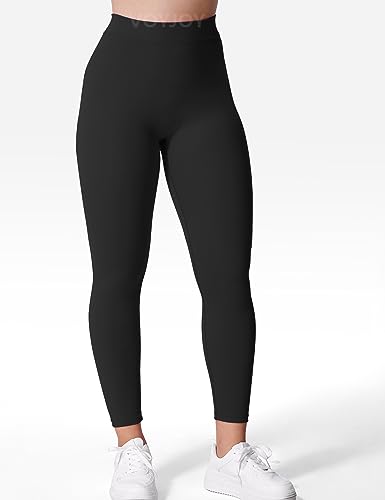 VOYJOY V-Back Scrunch Butt Leggings Workout Gym Lifting Leggings Gym Leggings Booty Tights Deep Black