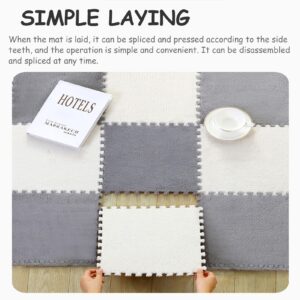 12"X12" X0.4" Thickened Interlocking Carpet Tiles Plush Foam Floor Mats,DIY Cuttable Square Foam Puzzle Play Area Rug,Soft Anti-Slip Climbing Mats (Size:10pcs,Color:White + light coffee + dark coffee)