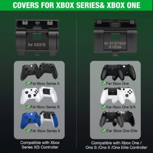 Charger Station for Xbox One Controller Rechargeable Battery Packs for Xbox, 2x4320mWh(=2x1800mAh) Rechargeable Batteries for Xbox Series X/S&One/S/X/Elite Controller Charging Dock-4 Battery Covers