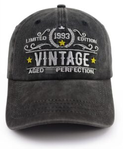 31th birthday gifts for her him, vintage 1993 aged perfection birthday decorations hat, turning 31 years old party supplies baseball cap, christmas birthday gift for women men wife husband friends