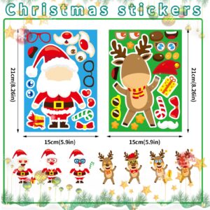 JASHIAGE Christmas Stickers for Kids - 24 Sheets DIY Santa Snowman Reindeer Holiday Decals, Party Game Stickers, Perfect for Crafting, Gift Decorating, School Activities