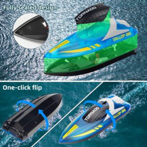 RANFLY RC Boat for Kids, 15+ MPH Fast Remote Control Boat with LED Lights, 2.4G RC Electric Boats Pool and Lakes Toys for Adults