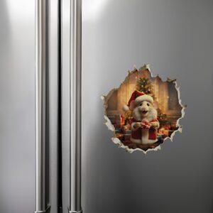 Santa Mouse in Mouse Hole Decal - Mouse Hole 3D Wall Sticker