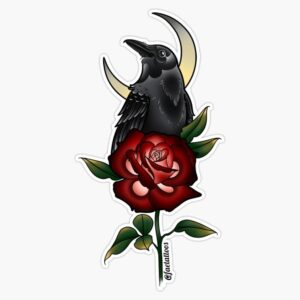 raven and rose bumper sticker vinyl decal 5"