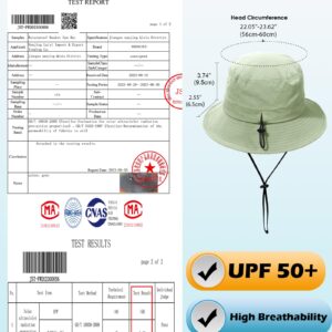 Waterproof Bucket Hat for Women Men Rain Hat UPF 50+ Wide Brim Boonie Sun Hat Foldable Summer Floppy Beach Fishing Safari Hat Light Green