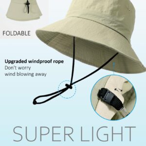 Waterproof Bucket Hat for Women Men Rain Hat UPF 50+ Wide Brim Boonie Sun Hat Foldable Summer Floppy Beach Fishing Safari Hat Light Green