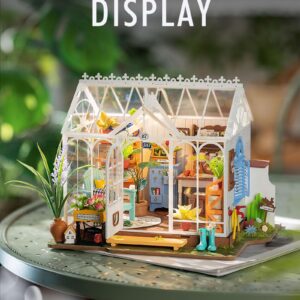 Rolife DIY Miniature Dollhouse Kit, Build 9.6" Greenhouse Diorama Kit Building Set with LED Room Hobby Craft for Aduls Uniue Gifts for Teens (Dreamy Garden)