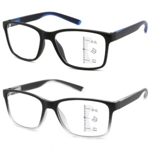 readersoul progressive multifocus reading glasses for men,blue light blocking multifocal computer readers with spring hinge,2 pack fashion eyeglasses +1.5 magnification strength