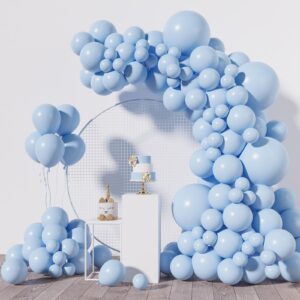 rubfac 138pcs pastel blue balloons different sizes 18 12 10 5 inch for garland arch, light blue balloons for birthday baby shower gender reveal wedding party decoration