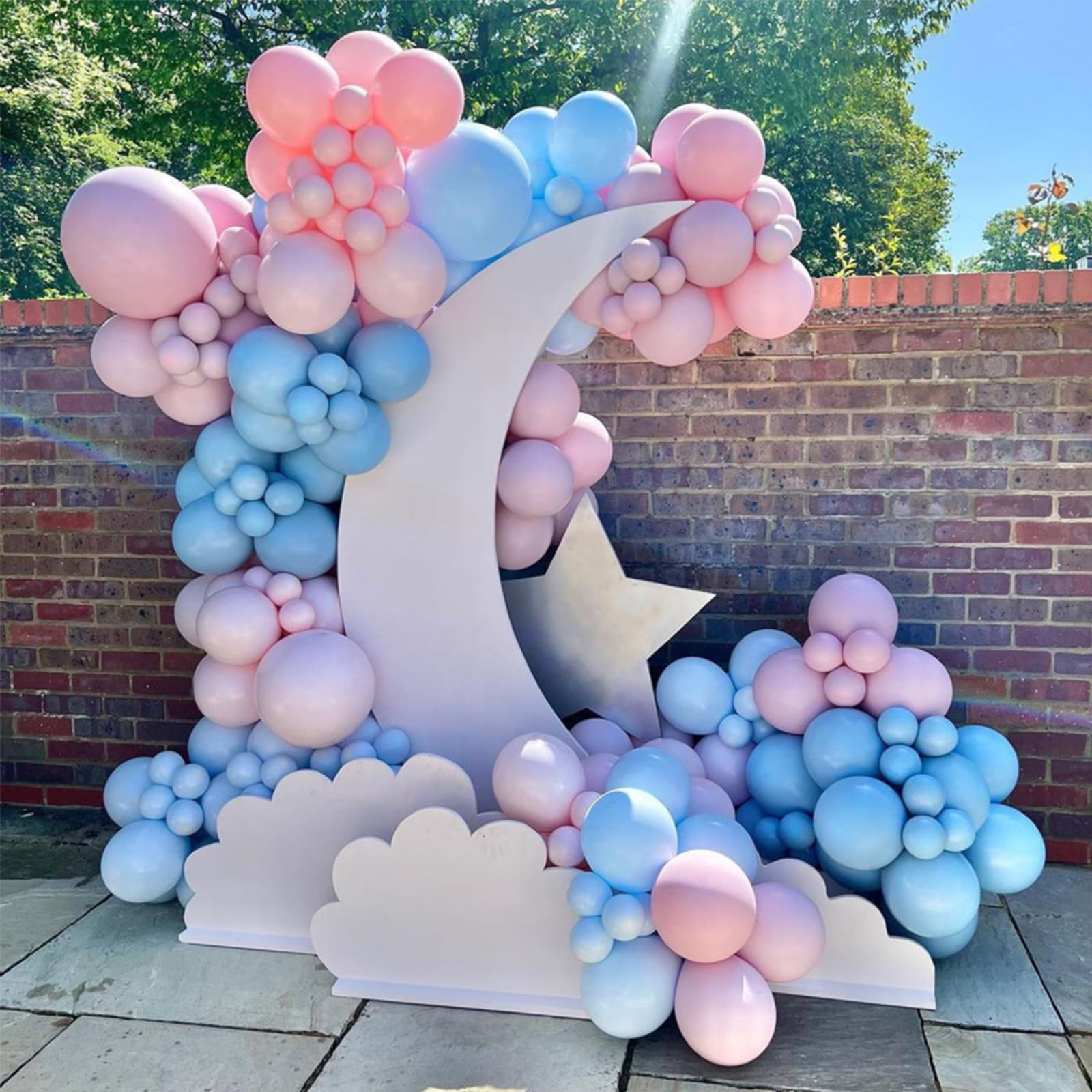 RUBFAC 138pcs Pastel Blue Balloons Different Sizes 18 12 10 5 Inch for Garland Arch, Light Blue Balloons for Birthday Baby Shower Gender Reveal Wedding Party Decoration