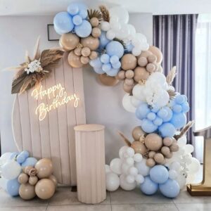 RUBFAC 138pcs Pastel Blue Balloons Different Sizes 18 12 10 5 Inch for Garland Arch, Light Blue Balloons for Birthday Baby Shower Gender Reveal Wedding Party Decoration