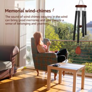 Large Wind Chimes for Outside Deep Tone: 37" Wooden Sympathy Windchimes Outdoor Aluminium Memorial Wind Chime for Home Decor Garden Patio Mother Father Sympathy Windchime Gifts, Blue